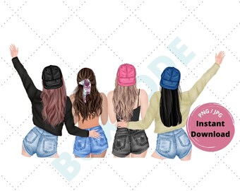 Four Sisters Clipart - Etsy