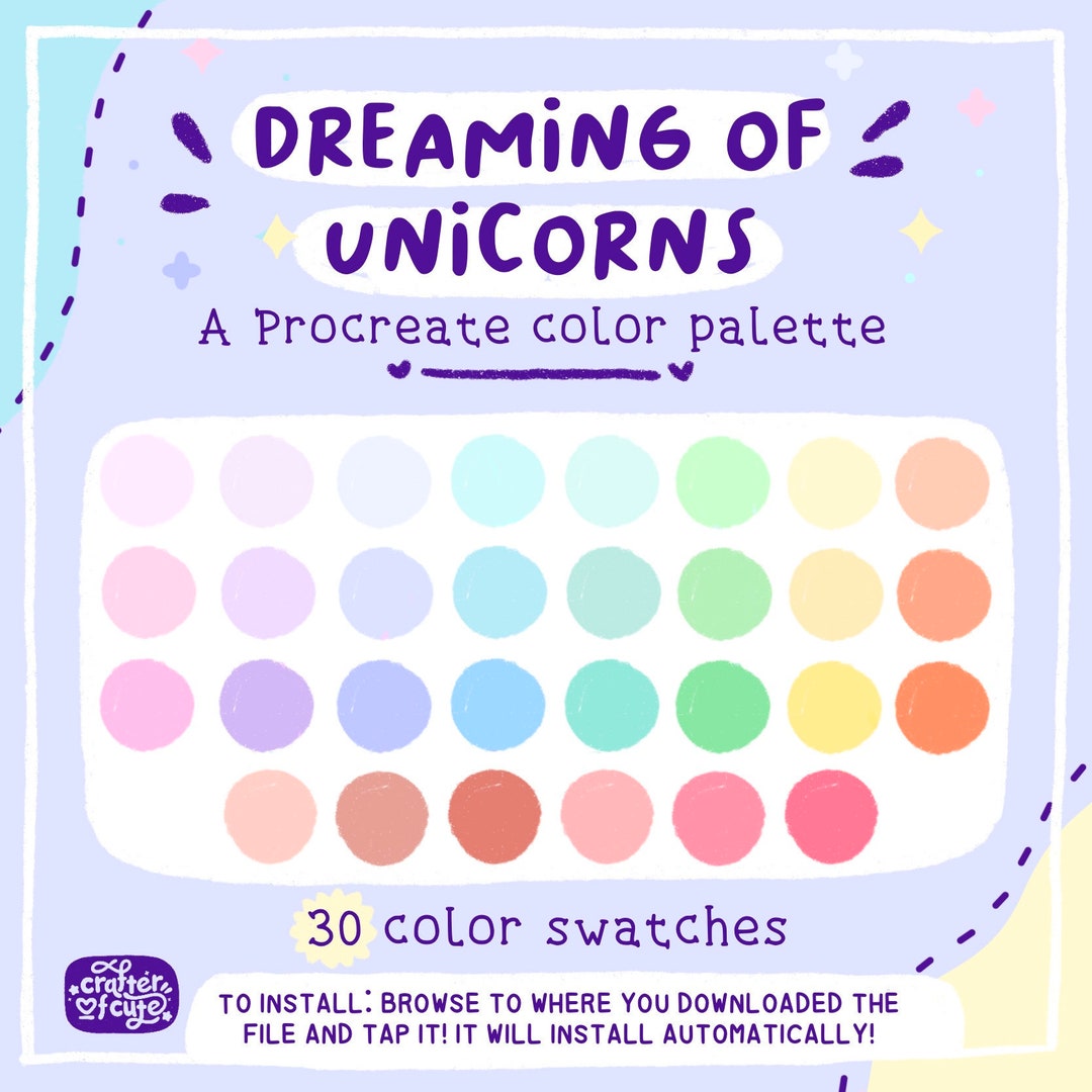 Dreaming of Unicorns Procreate Color Palette - Pastel Colors, Cute ...