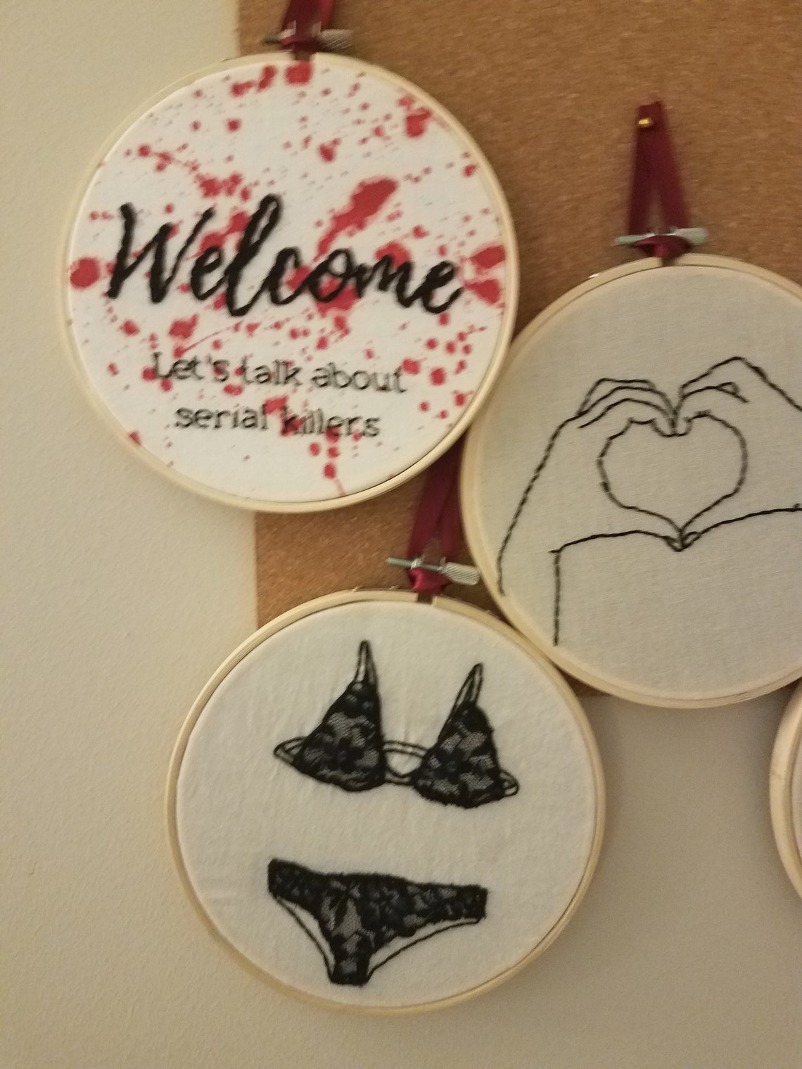 Welcome Lets Talk About Serial Killers Embroidery Hoop Dark Blood Sign ...
