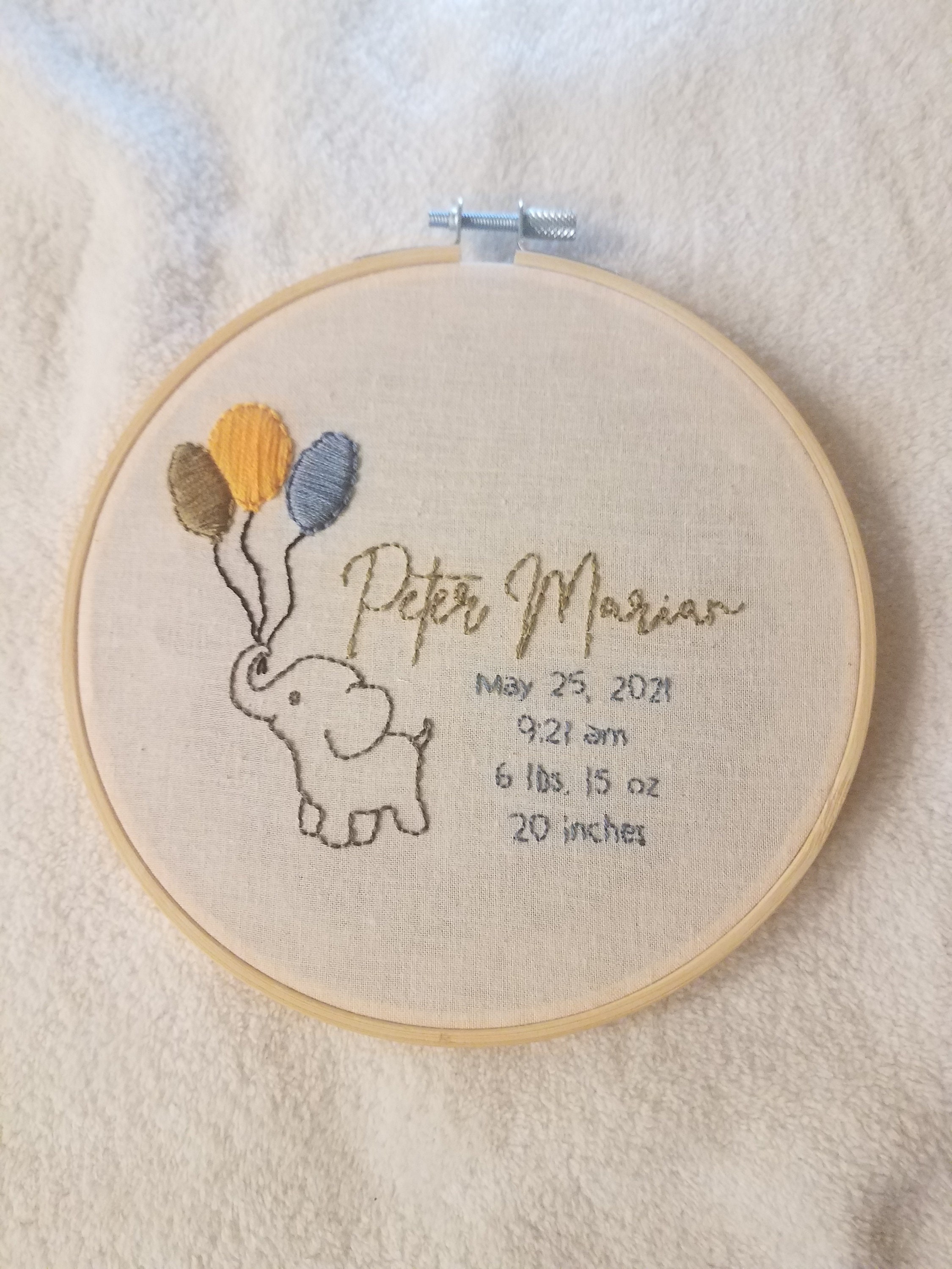 Custom Baby Embroidery Hoop | Weight Height Date Birth | Customization ...