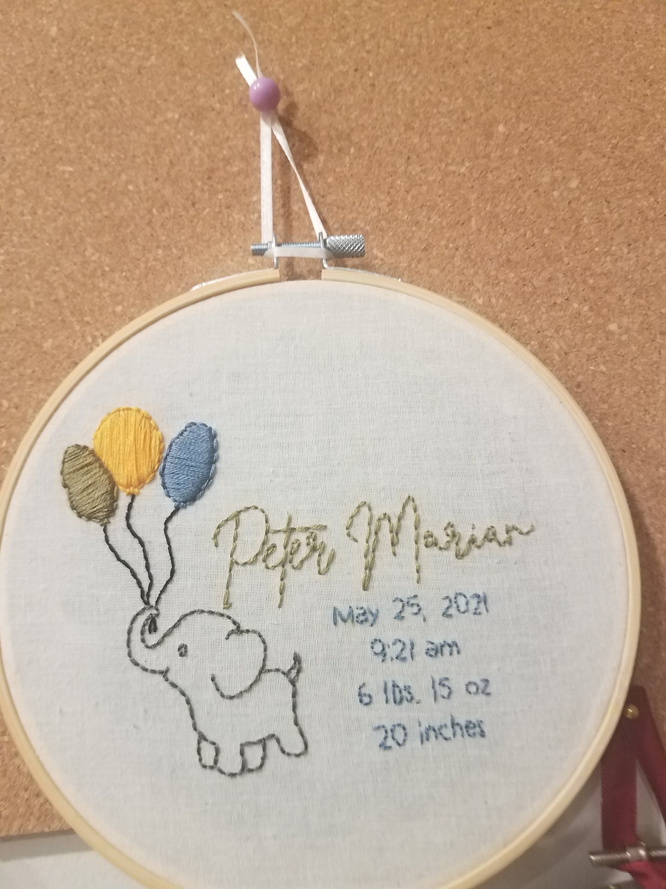 Custom Baby Embroidery Hoop | Weight Height Date Birth | Customization ...