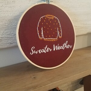 Sweater Weather | Handmade Embroidery Hoop | Fall Art | Autumn | Winter ...
