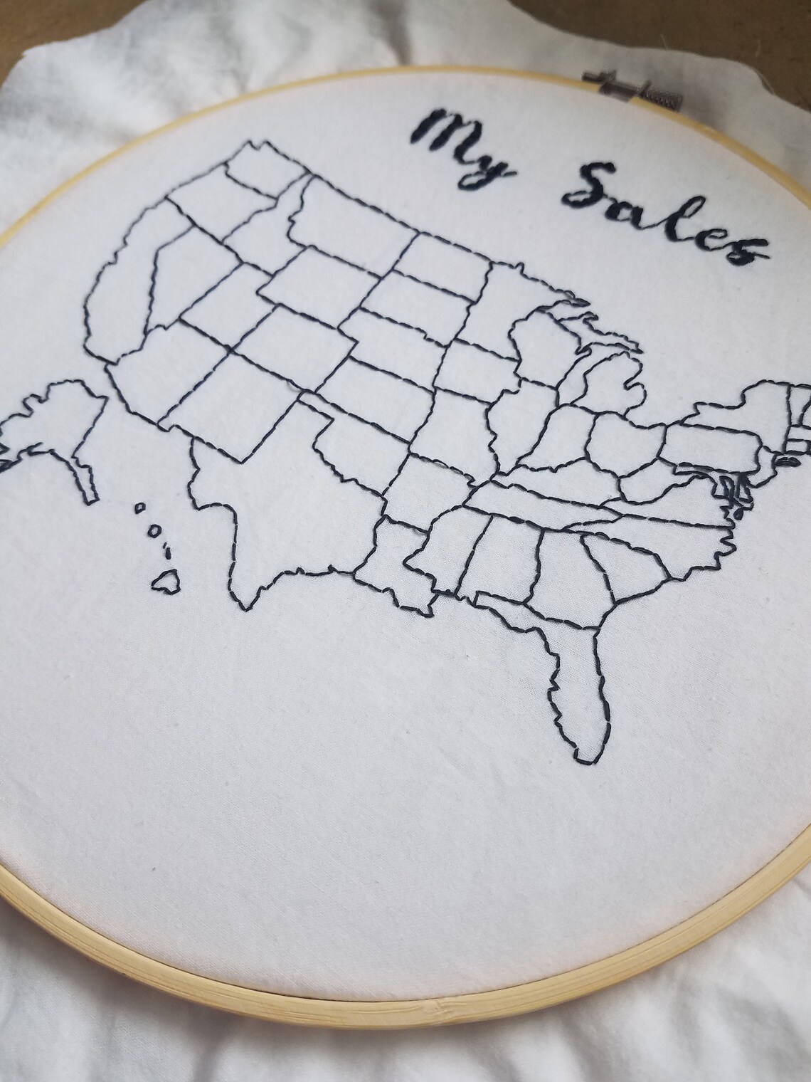 Embroidery Hoop United States Map Travel US Map Sales Map - Etsy