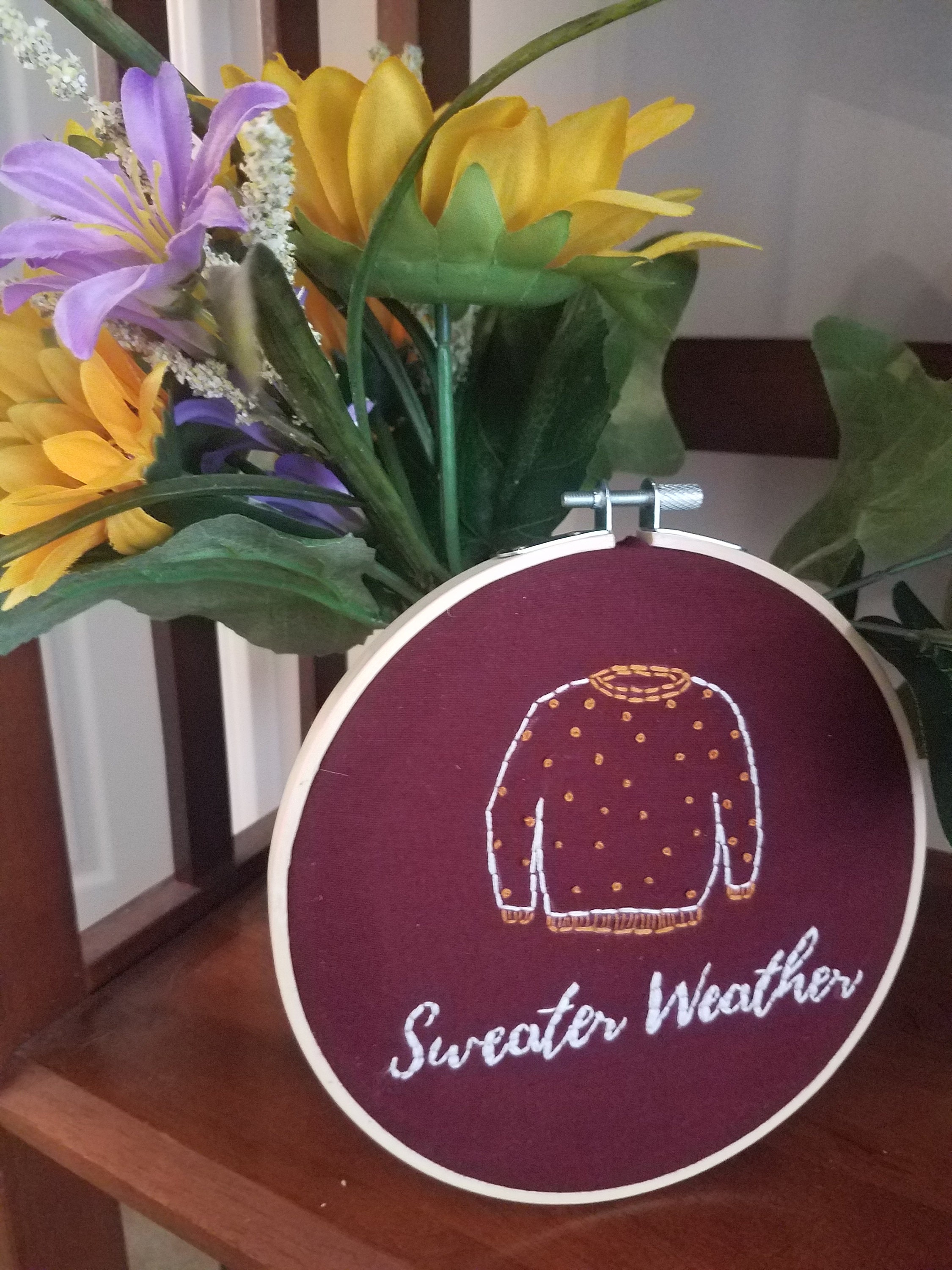 Sweater Weather | Handmade Embroidery Hoop | Fall Art | Autumn | Winter ...