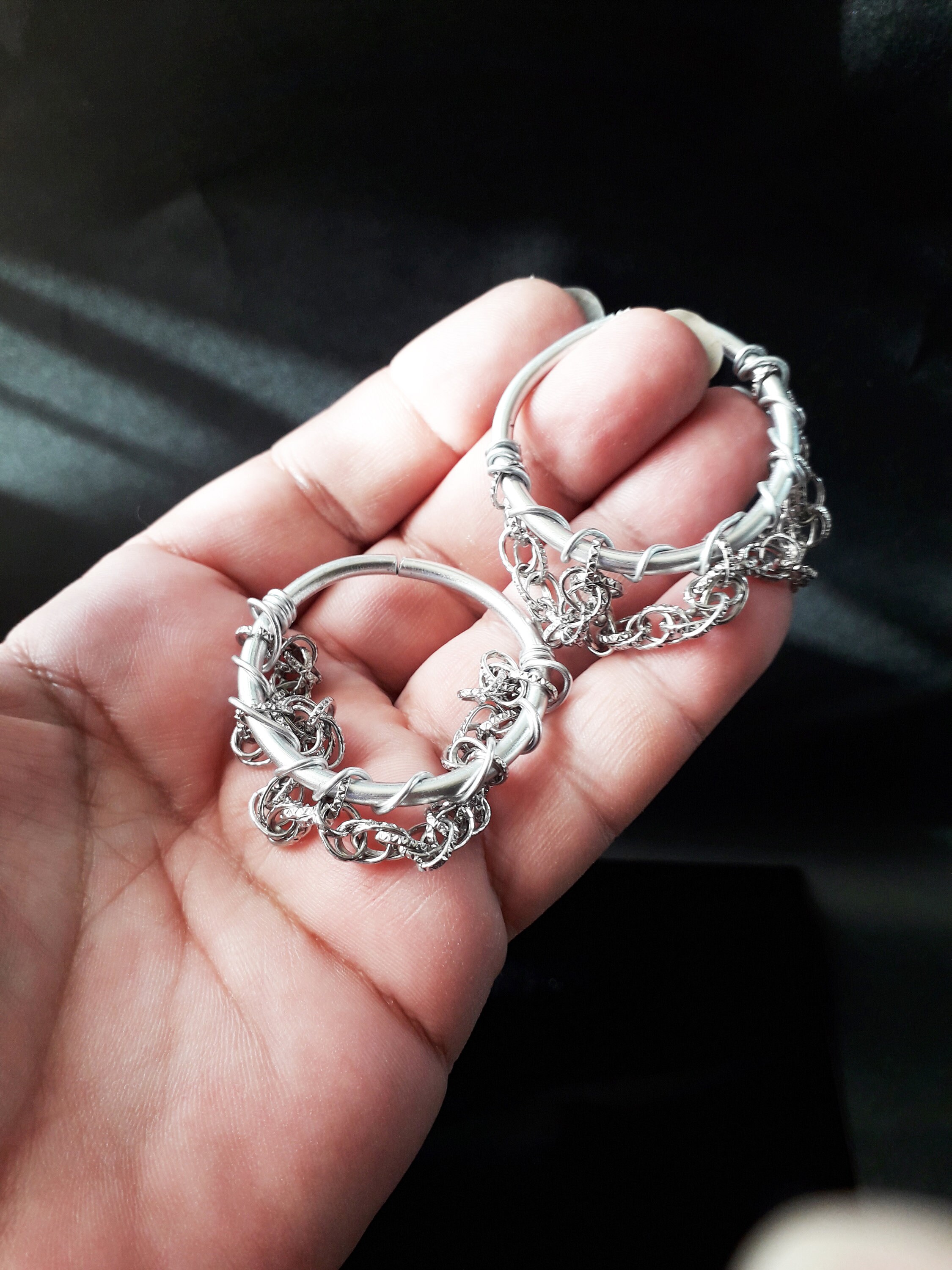 8 Gauge Chain Wire Hoop Earrings for Stretched Ear Made of - Etsy