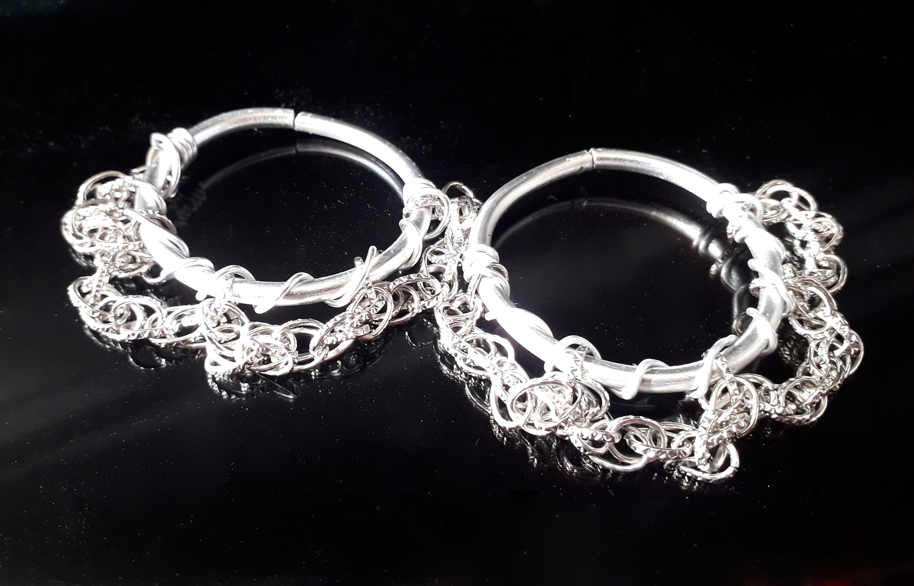 8 Gauge Chain Wire Hoop Earrings for Stretched Ear Made of - Etsy