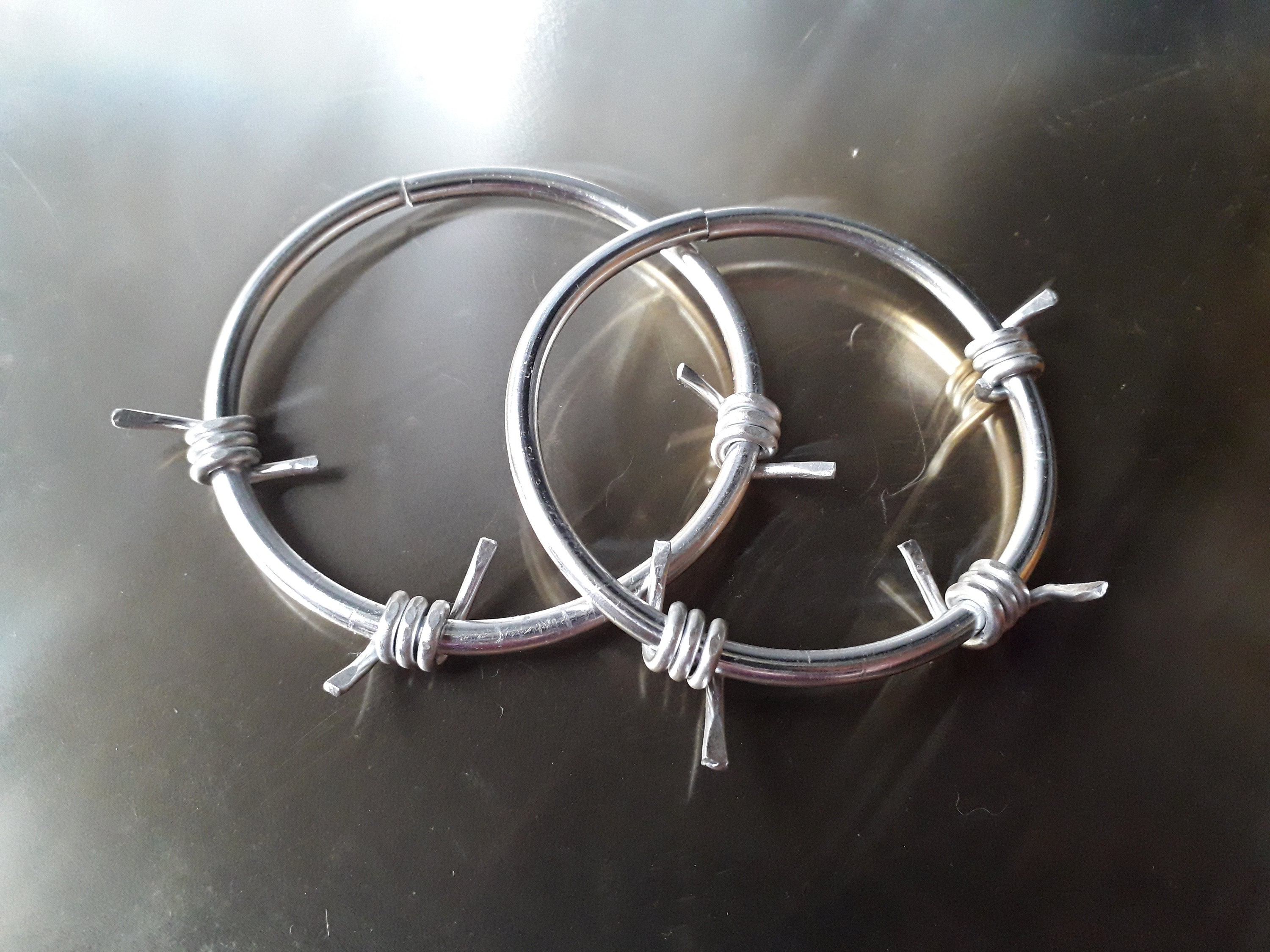 6 Gauge Barb Wire Hoops Tunnel Hoops Stretched Ear Hoops in - Etsy
