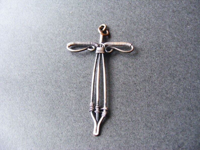 Copper Wire Cross Sword Pendant, Archaic and Antiqued Sword, Rustic ...