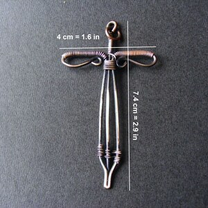 Copper Wire Cross Sword Pendant, Archaic and Antiqued Sword, Rustic ...