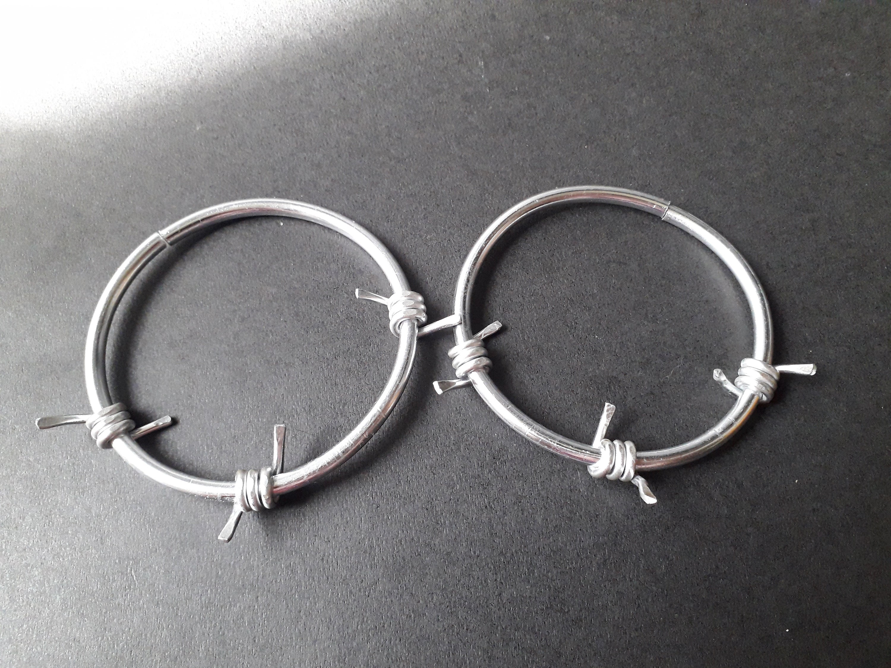 6 Gauge Barb Wire Hoops, Tunnel Hoops, Stretched Ear Hoops in Aluminum ...