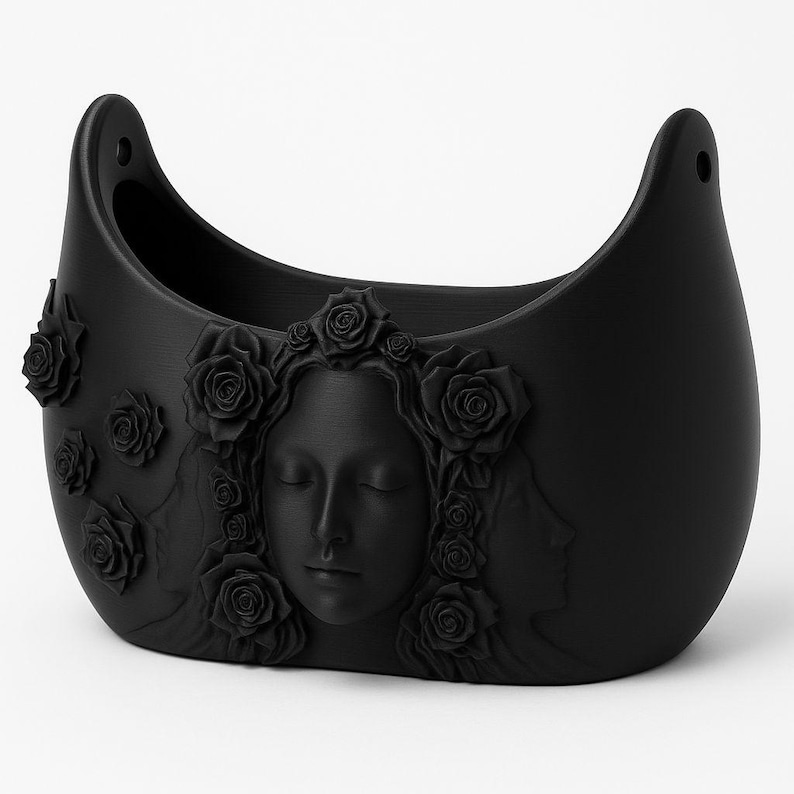 3D Printed Rose Face Bag: Gothic Wearable Art Purse (3MF and STL File ...