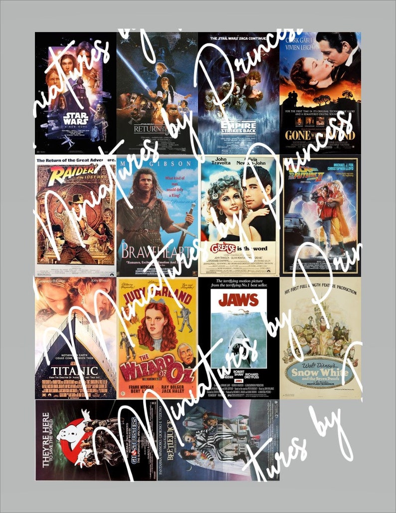 Dollhouse Miniature Classic Movie Posters - Retro Movie Posters ...