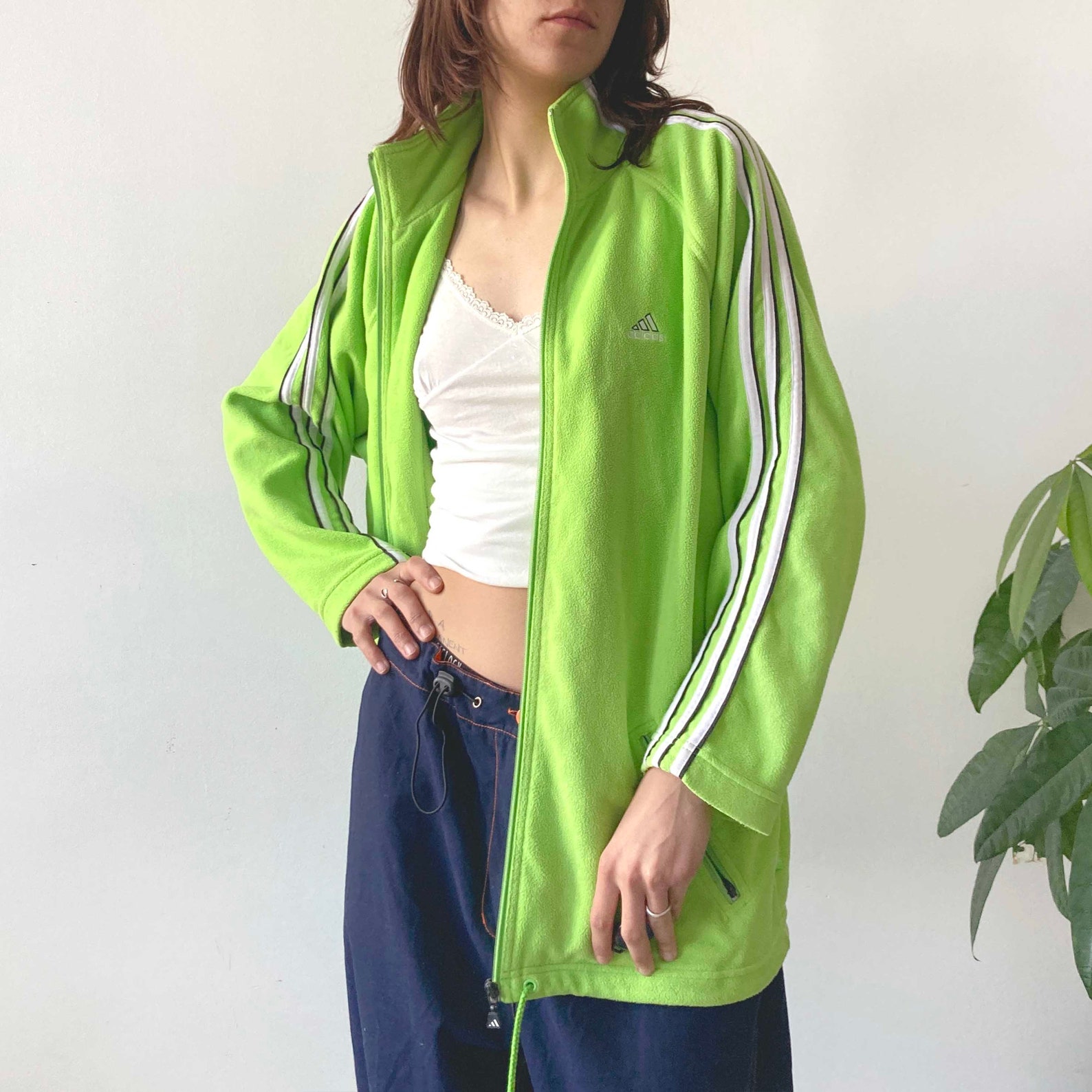 Vintage 00's Y2K 2000's Adidas Unisex Autumn Winter Warm Neon Green ...