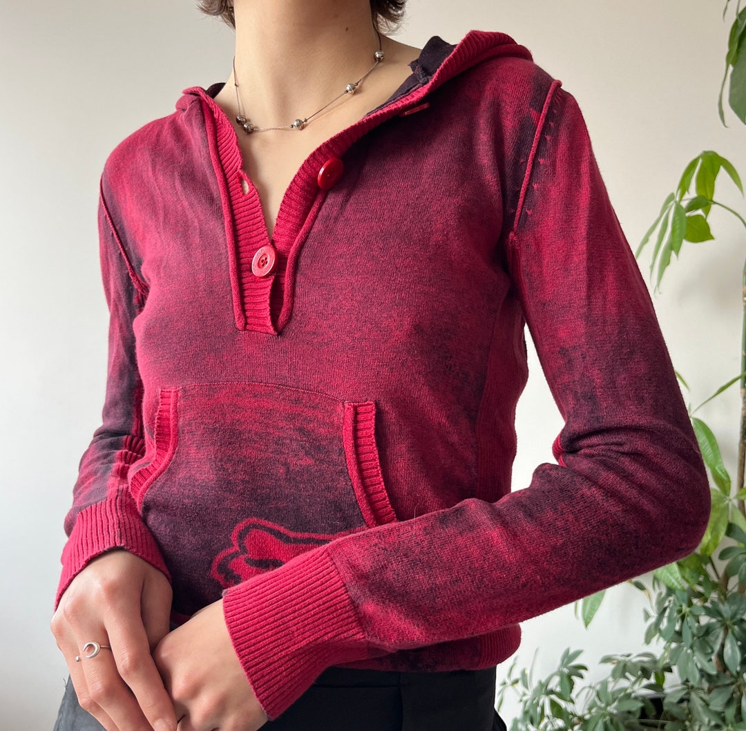 Vintage 00's 2000's Y2K Fox Racing Washed Burgundy Red Casual Button up ...