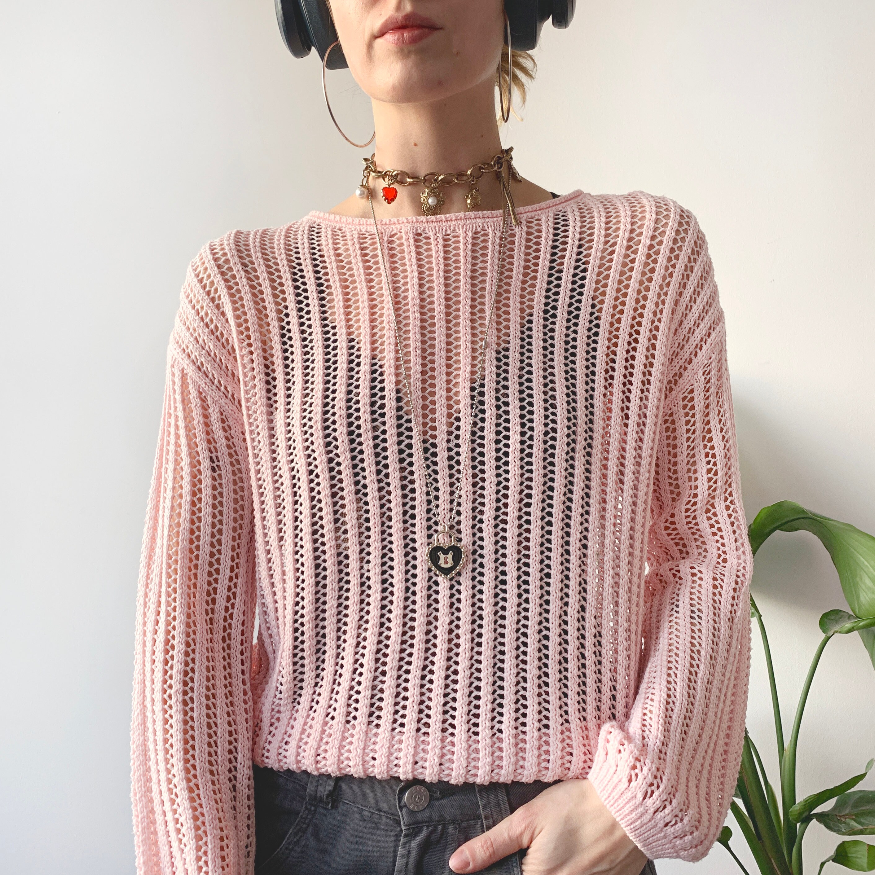 Vintage C&A Y2K 00's 2000's Pink Chunky Fishnet Cute Pastel Emo ...