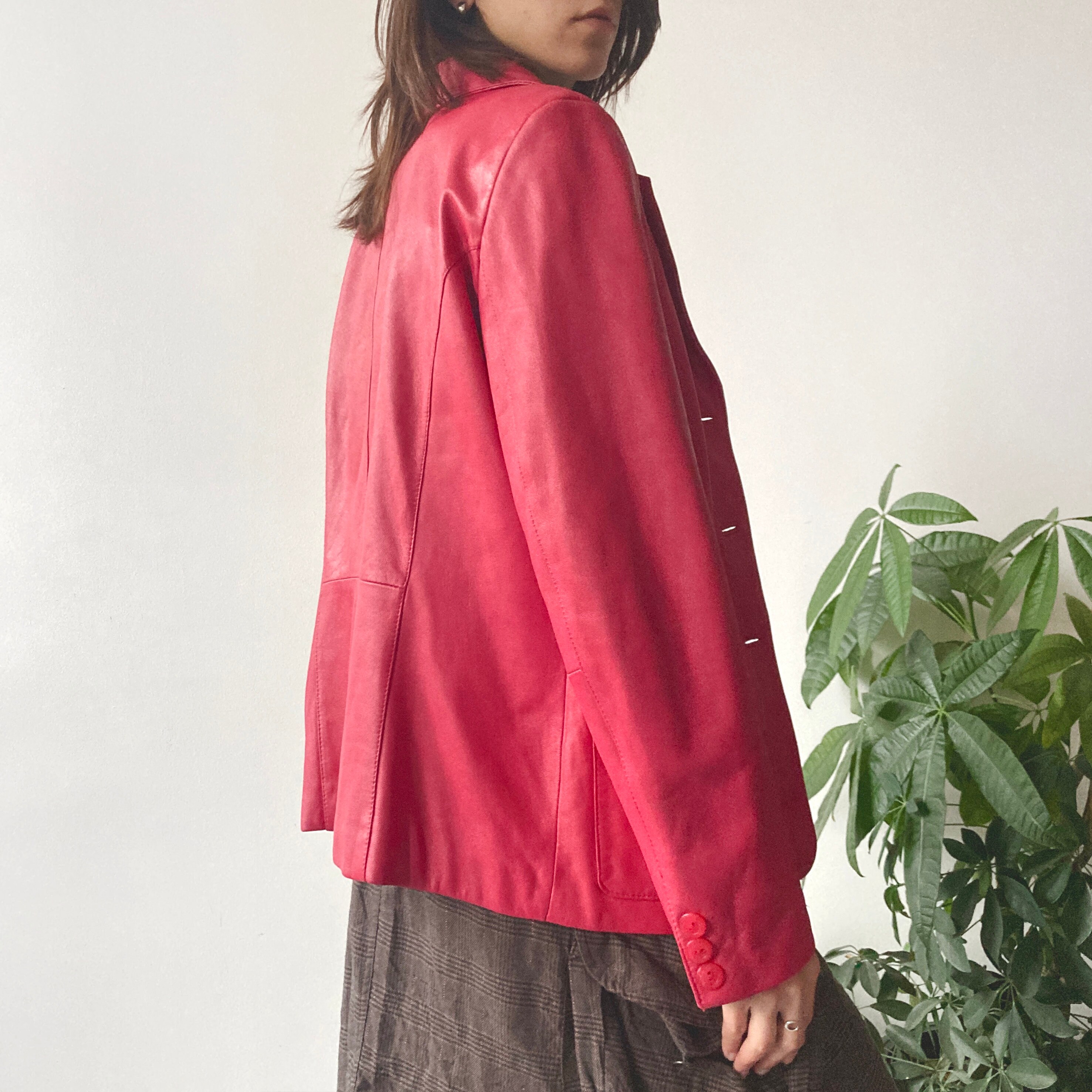 Vintage 00's 2000's Y2K Autumn Pink Basic Classic Real Button up Single ...