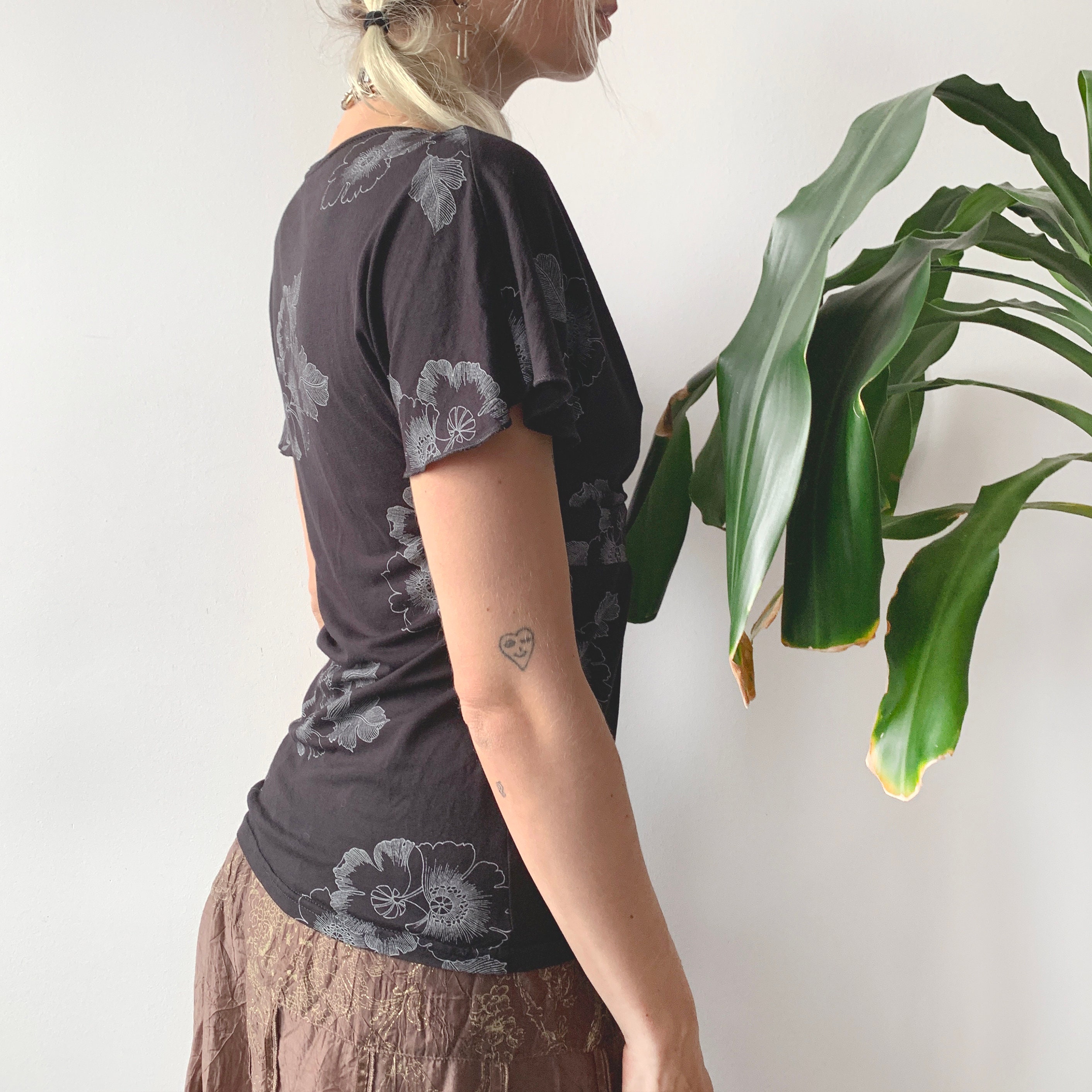 Vintage Y2K 00s 2000's Orsay Black Floral Print Boho Bohemian Fairy ...