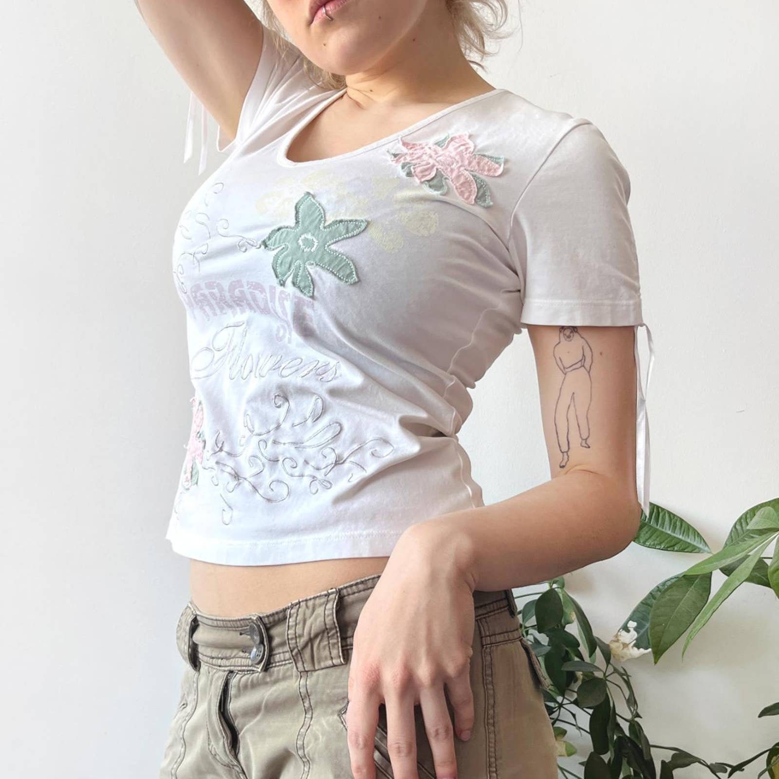 Vintage Y2K 00's 2000's Cute Summer White Floral Patchwork Graphic Fairy T-shirt Top Size S/M - Etsy