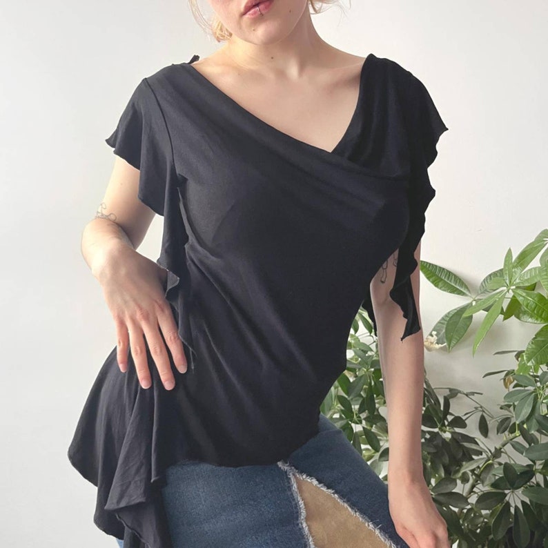 Vintage Y2K 00s' 2000's Black Goth Fairy Grunge Witch Asymmetrical ...