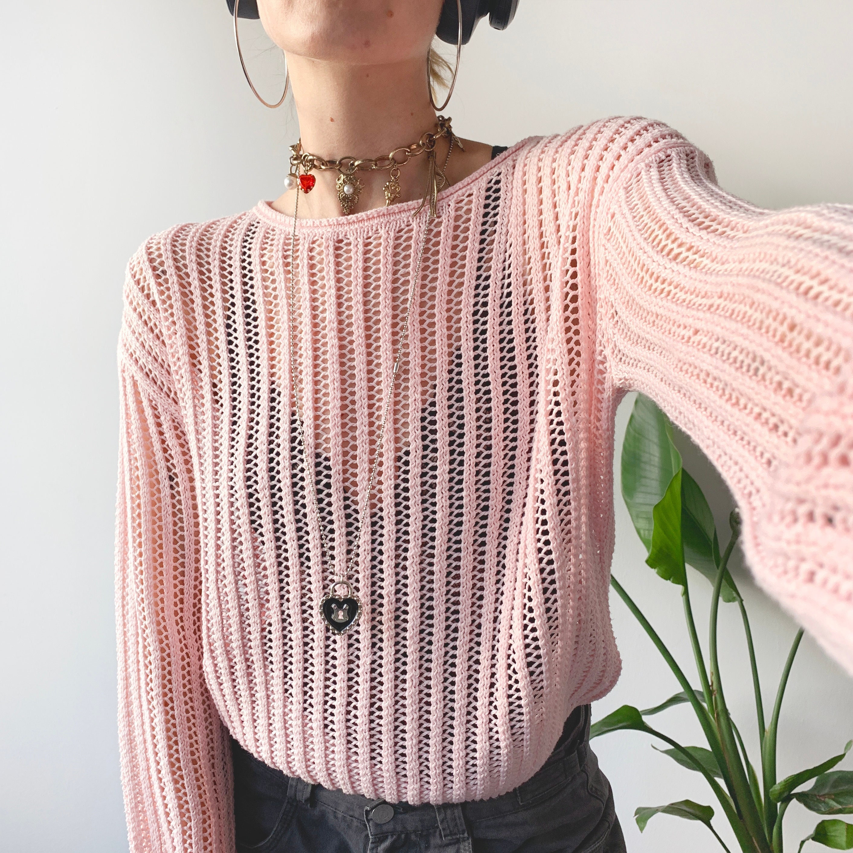 Vintage C&A Y2K 00's 2000's Pink Chunky Fishnet Cute Pastel Emo ...