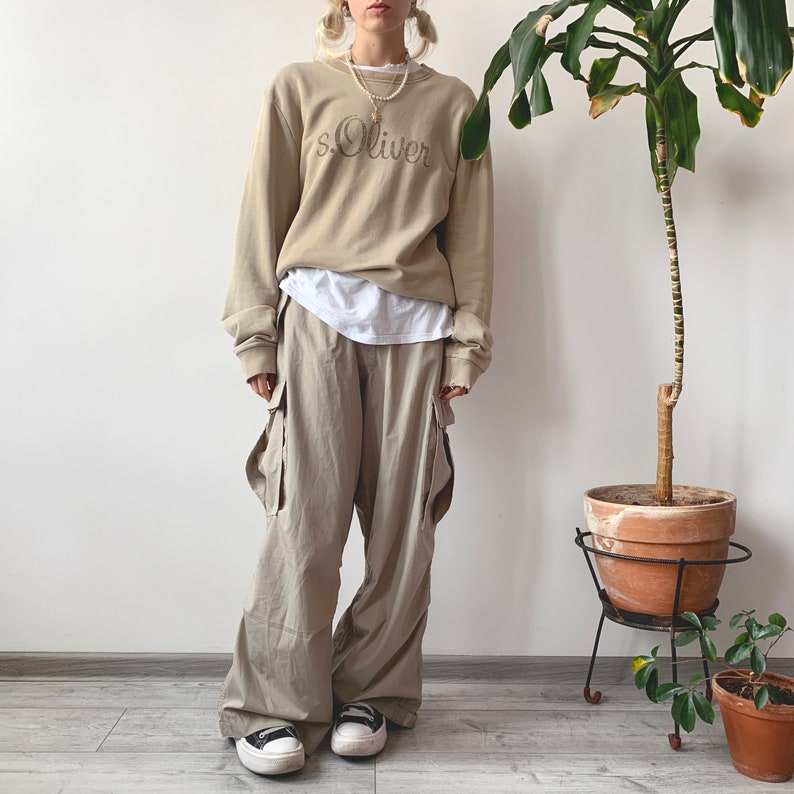 Vintage 00's Y2K Unisex Oversized Baggy Loose Chunky Beige Neutral ...