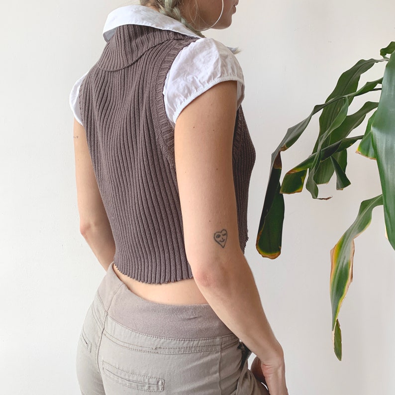 Vintage 00's Y2K 2000s Spring Summer Washed Brown Ribbed Textured ...