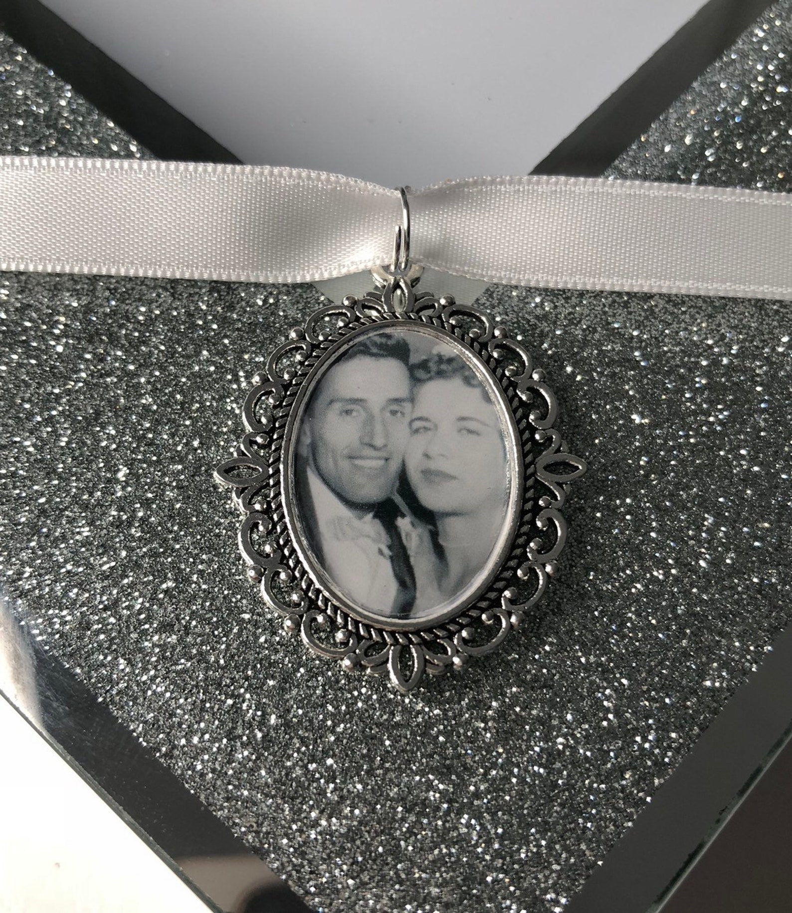 Memory Remembrance Bouquet Charm Locket Brooch Personalised - Etsy UK