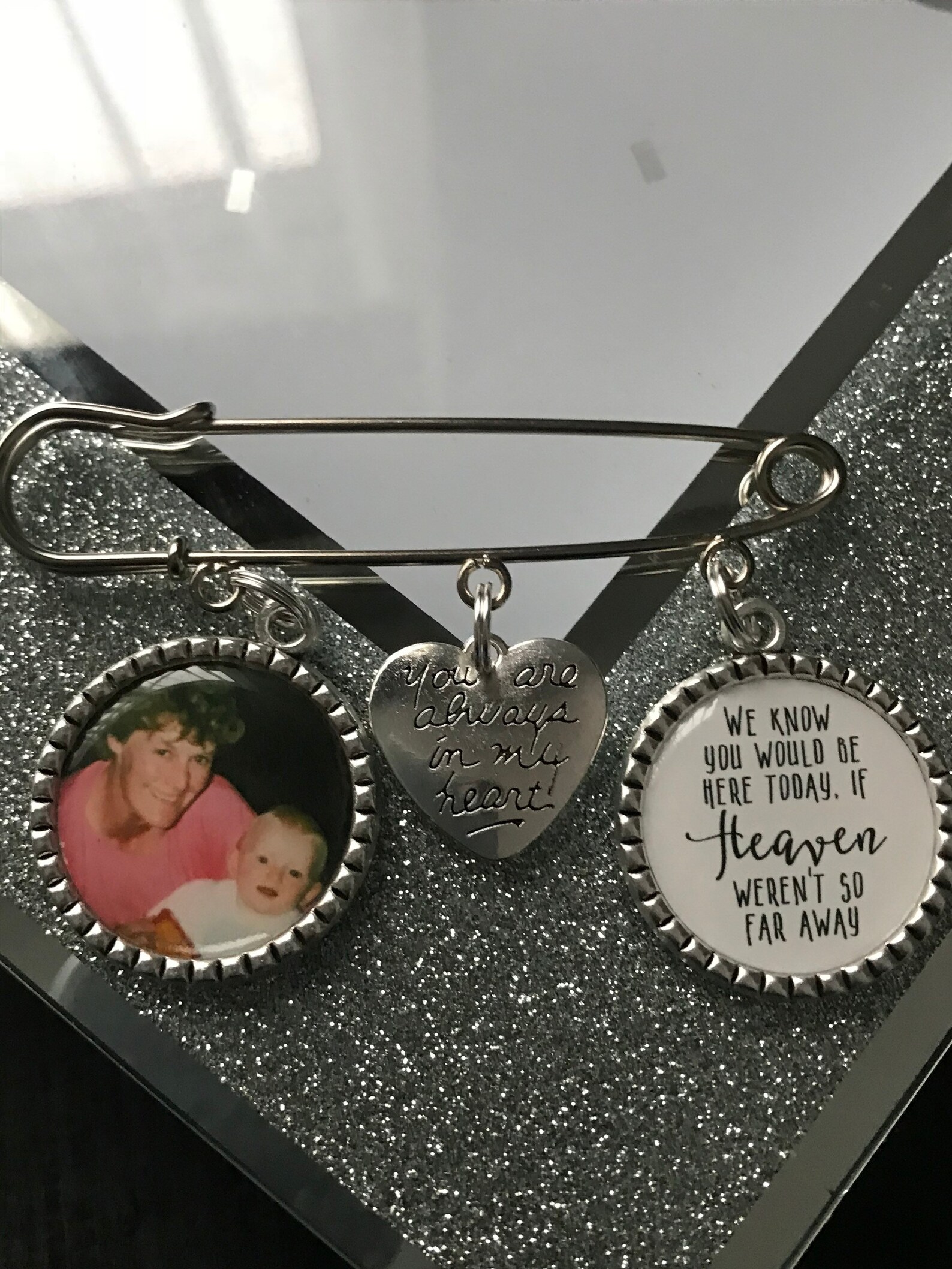 Memorial Memory Remembrance Wedding Photo Charm Kilt Pin Bouquet Charm ...