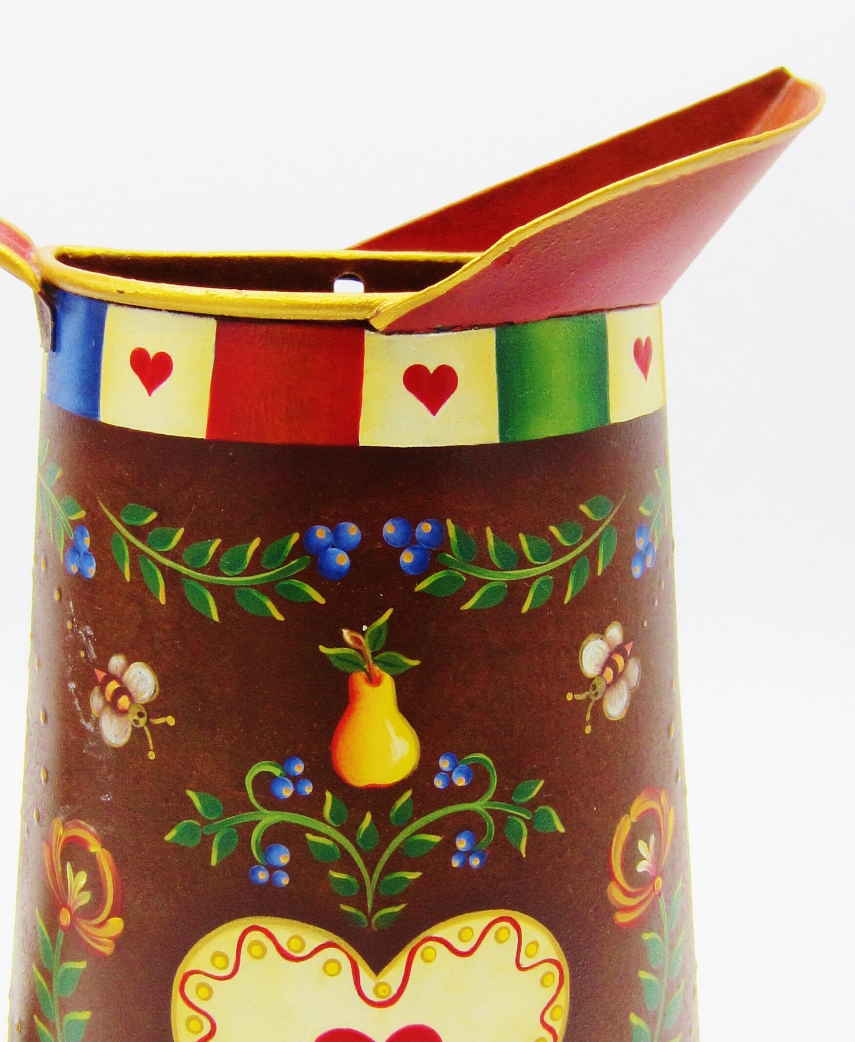 Rusty Tin Pitcher-hand Painted Hanging Rusty Tin Pitcher-original ...