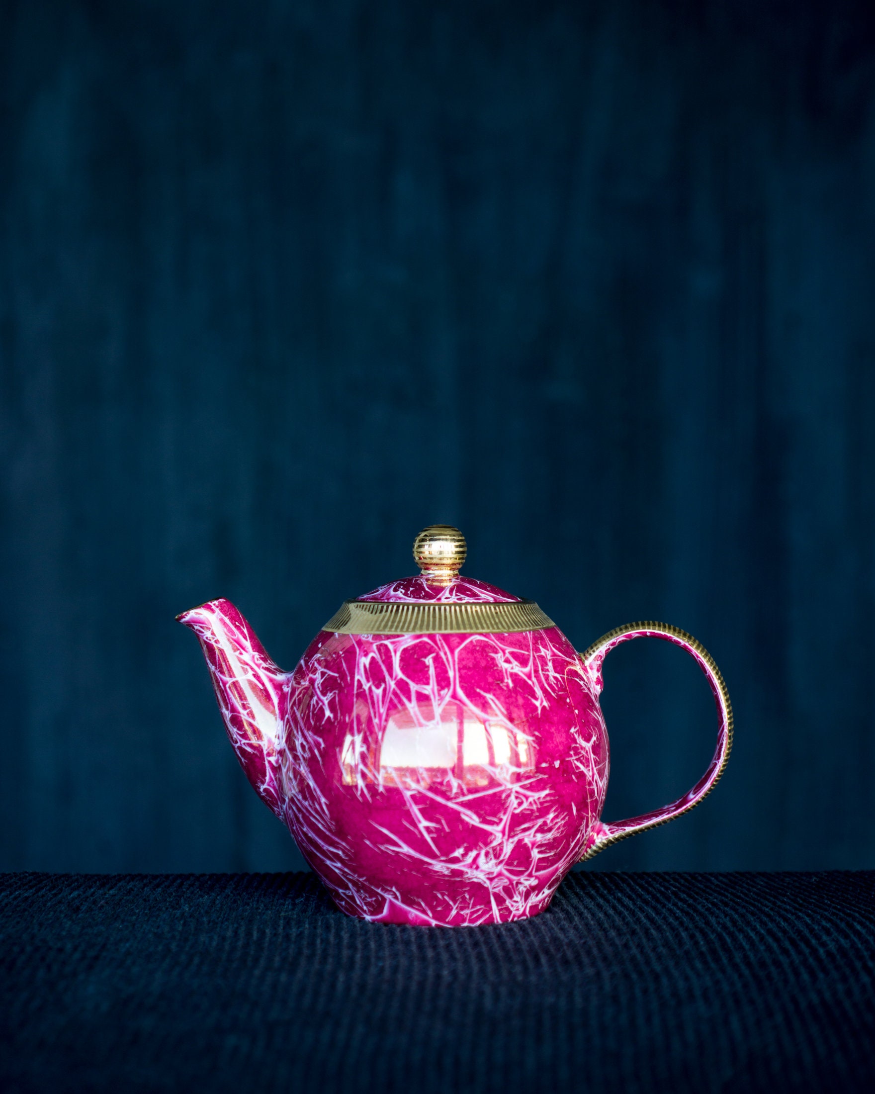 Hand Painted Porcelain Tea Pot. Decorative Ruby Red Cozy Teapot With ...