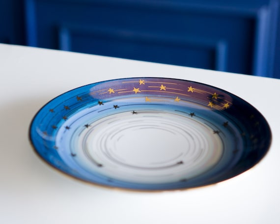 Hand Painted Scandinavian Style Porcelain Bread Plate. Blue | Etsy