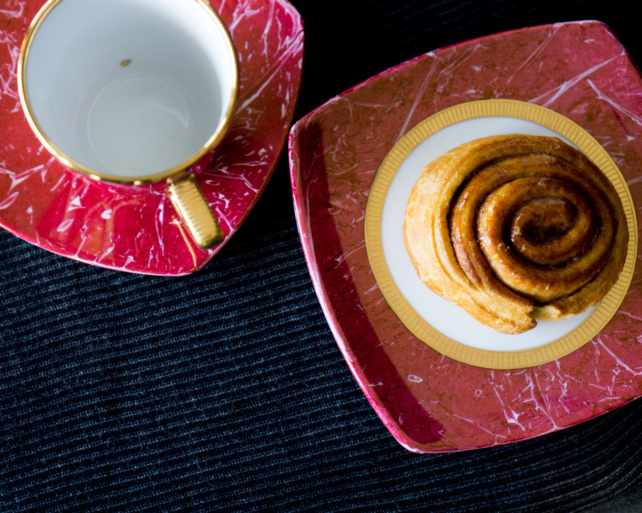 Hand Painted Ruby Red Porcelain Bread Plate. Marbled Personalized Side ...