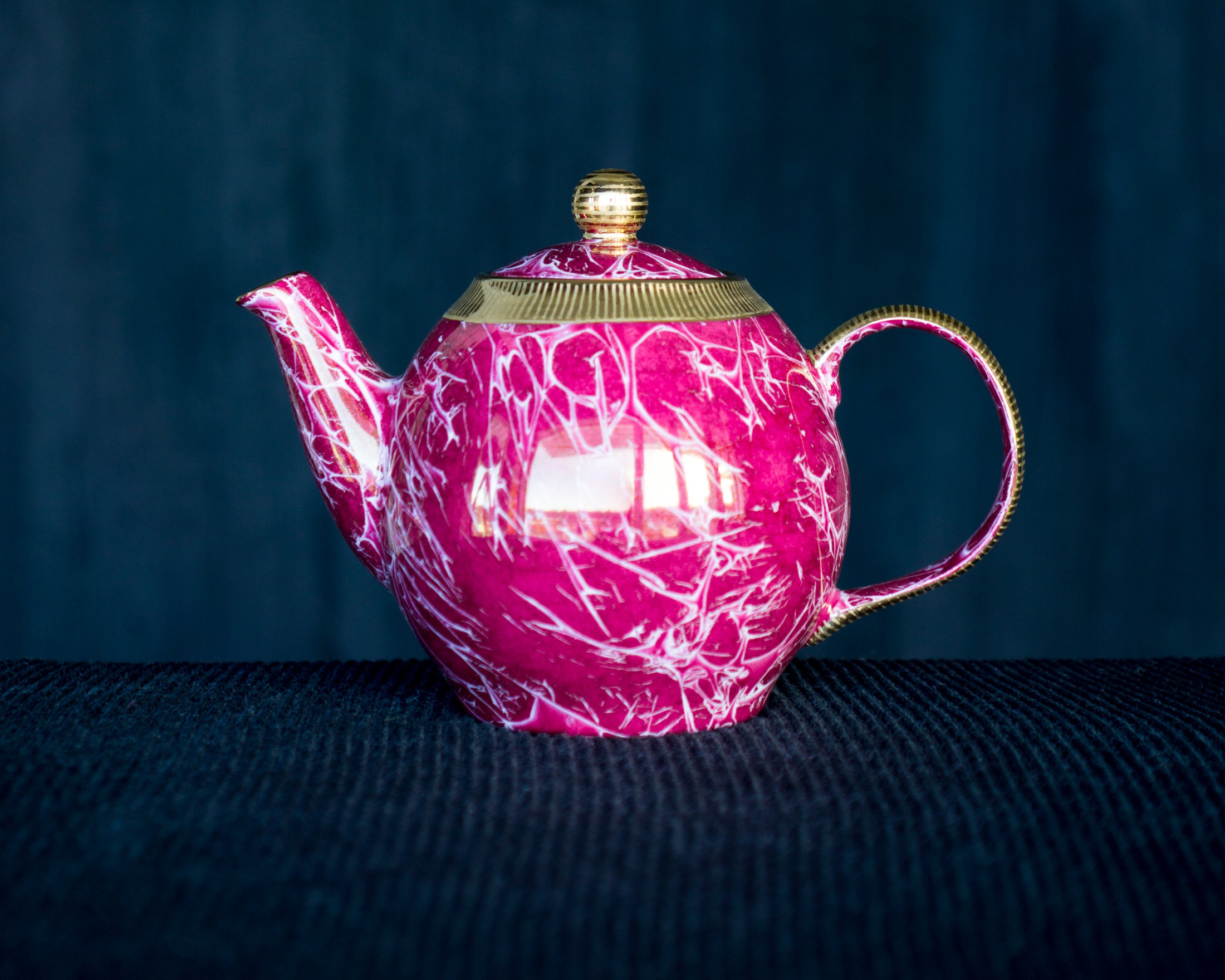 Hand Painted Porcelain Tea Pot. Decorative Ruby Red Cozy Teapot With ...