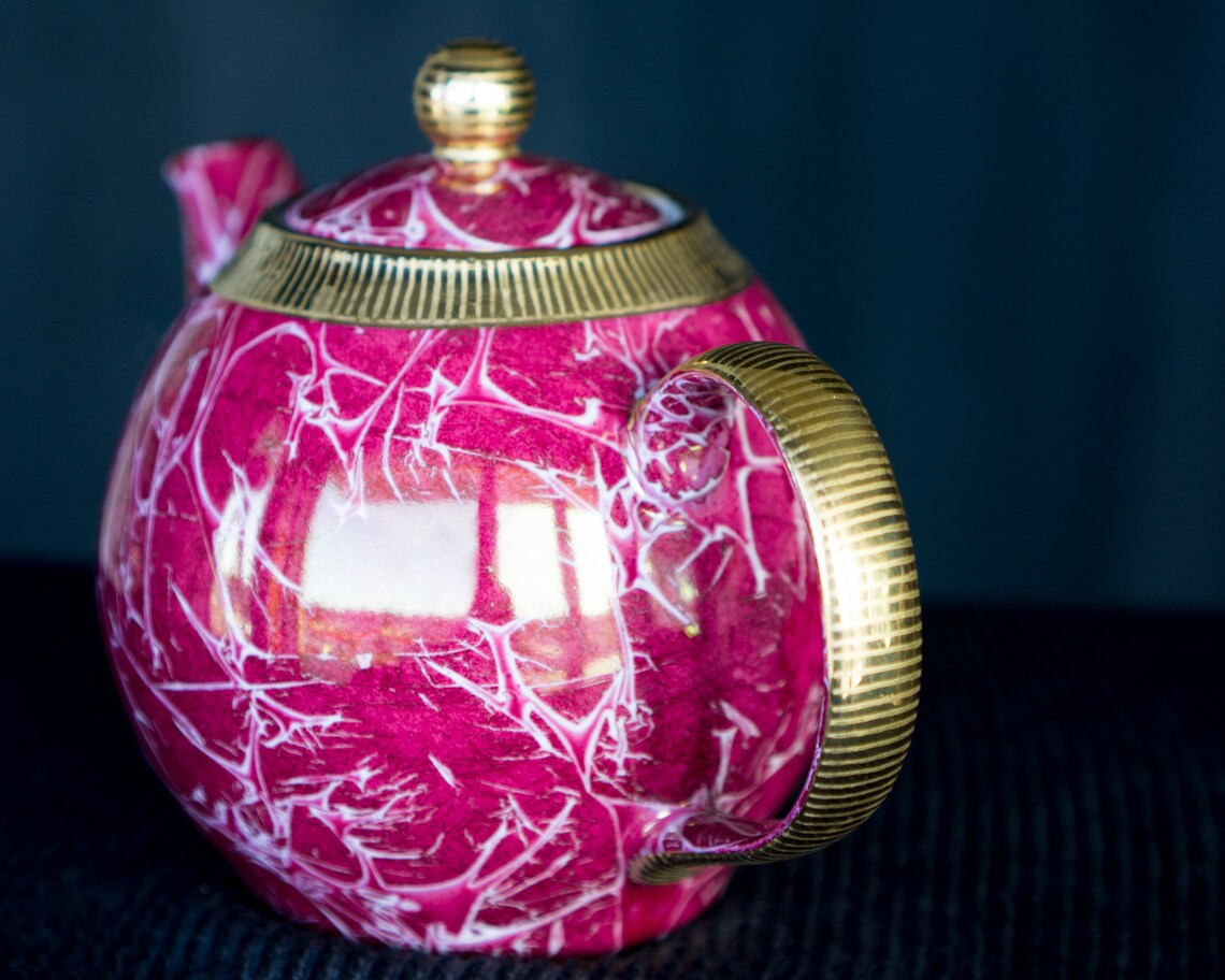 Hand Painted Porcelain Tea Pot. Decorative Ruby Red Cozy Teapot With ...