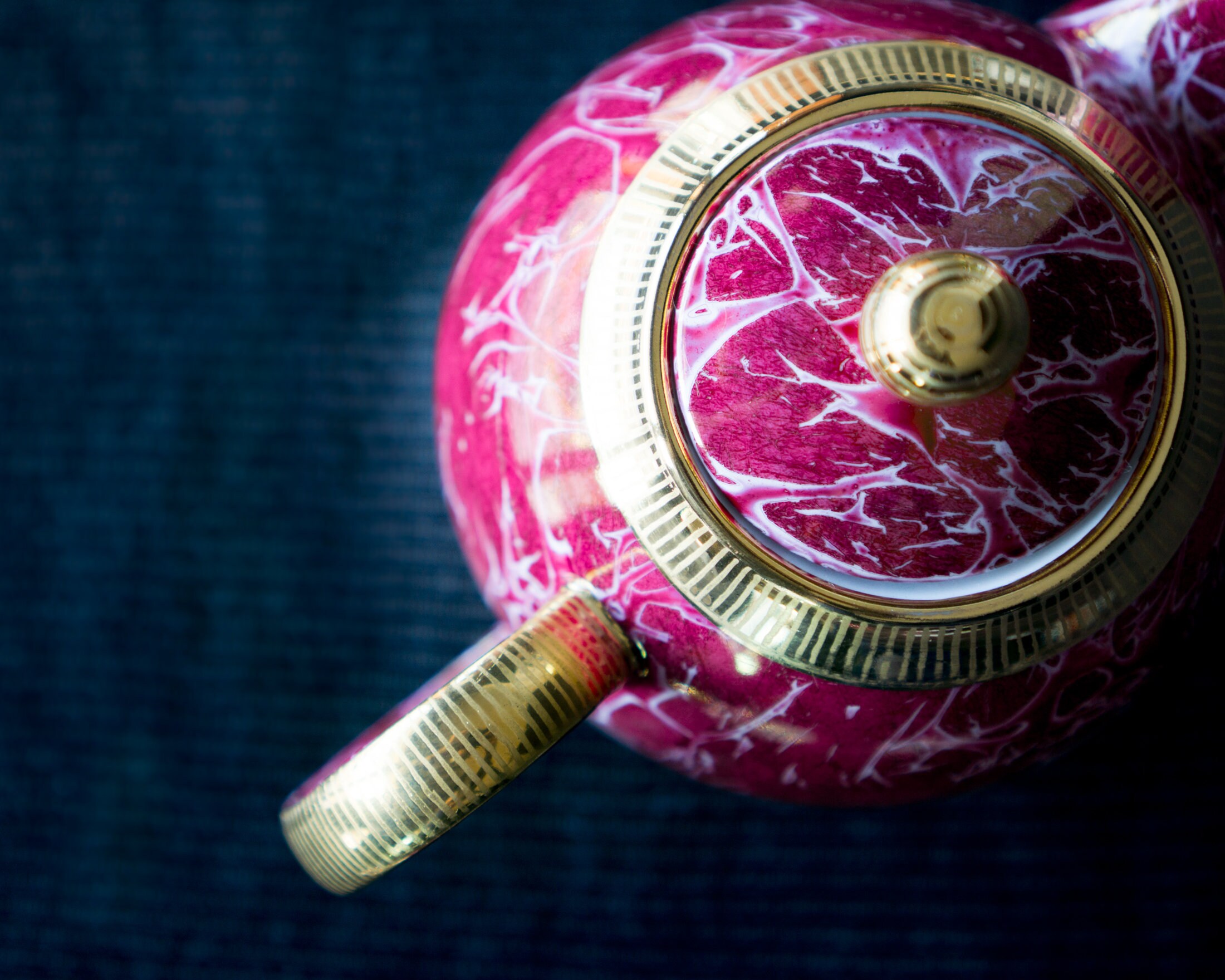 Hand Painted Porcelain Tea Pot. Decorative Ruby Red Cozy Teapot With ...