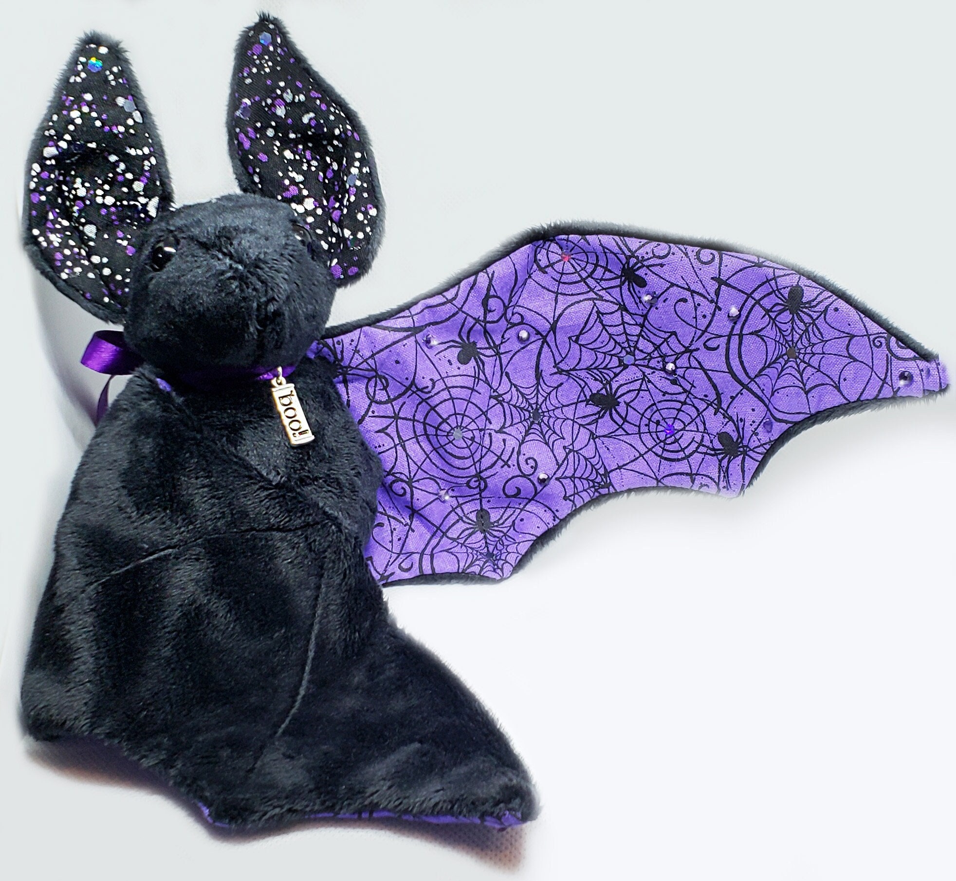 Large Bat Plush Stuffed Animal Beezeeart Black and Purple - Etsy