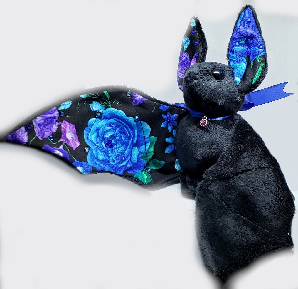 Large Bat Plush Stuffed Animal Beezeeart Black and Blue - Etsy