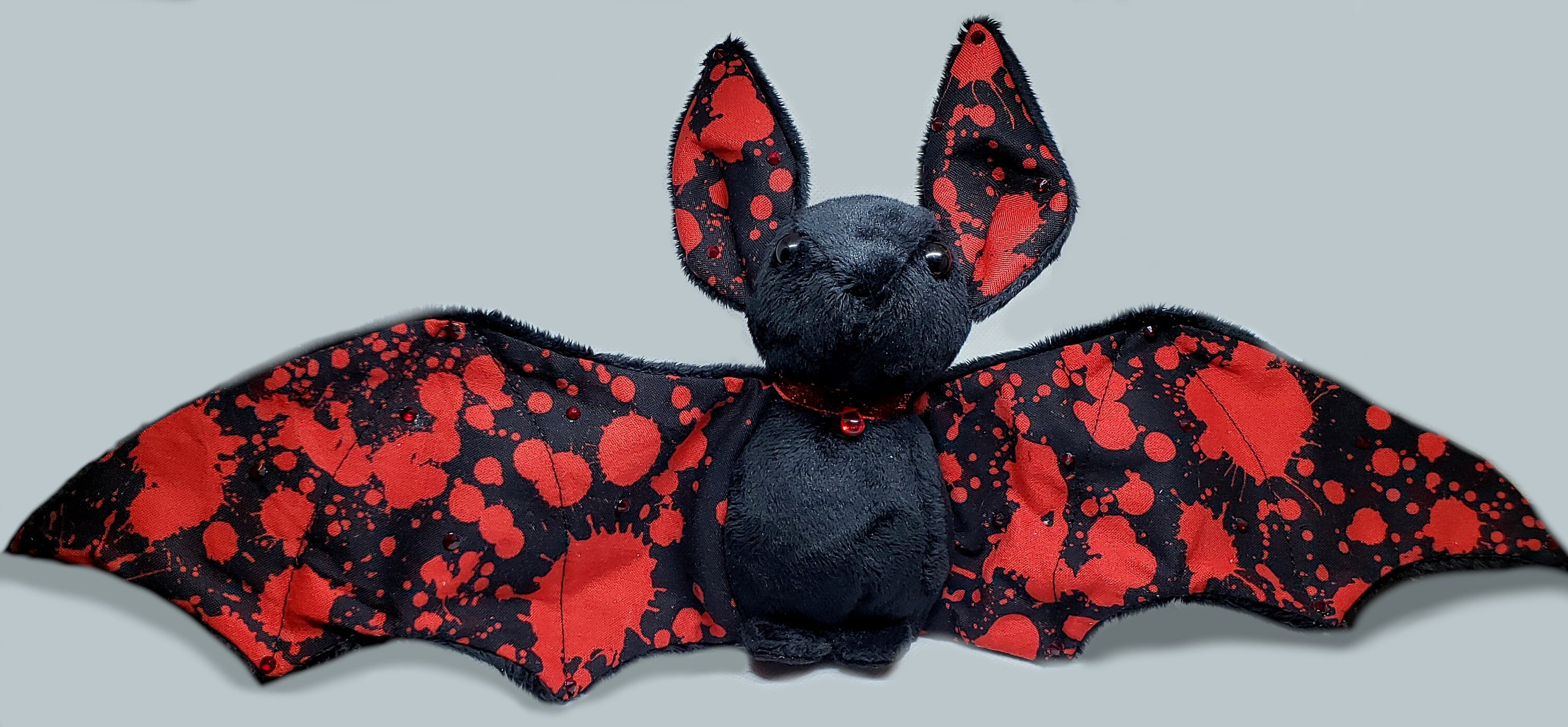 Large Bat Plush Stuffed Animal Beezeeart Black 'spatter' Halloween 16in ...