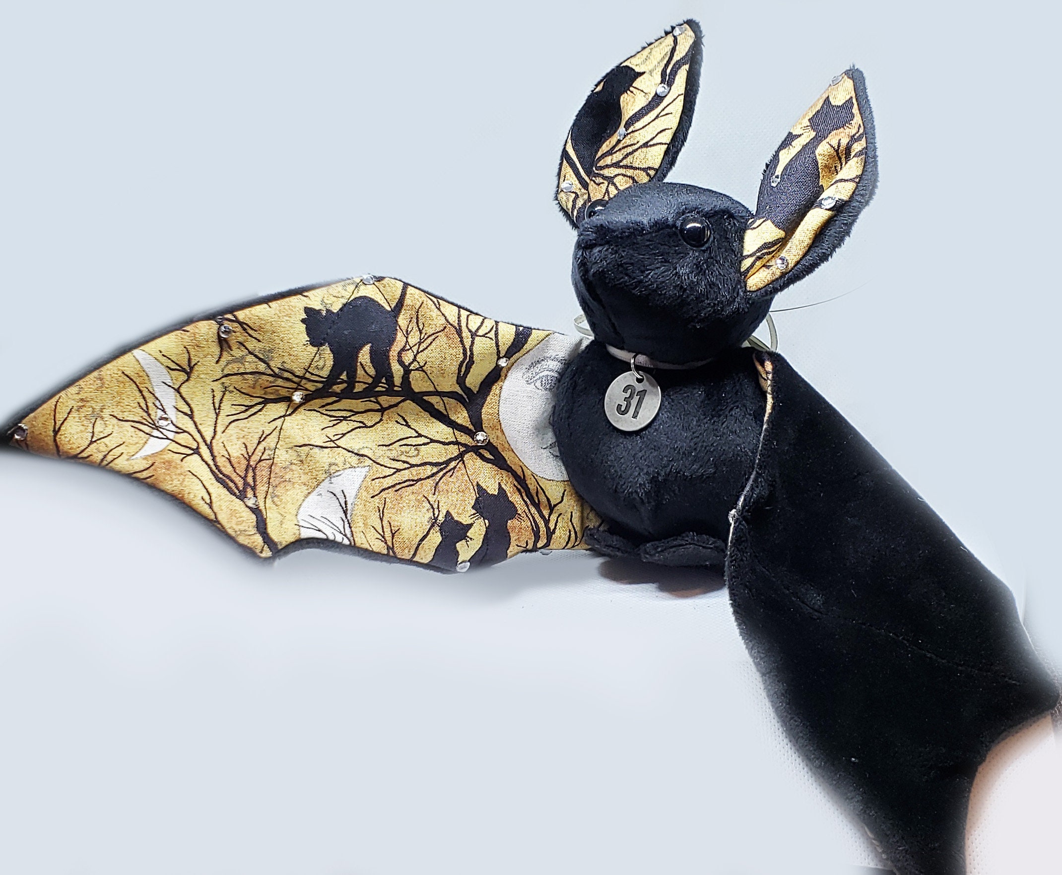 Large Bat Plush Stuffed Animal Beezeeart Black 'moon & Cat' 16in ...