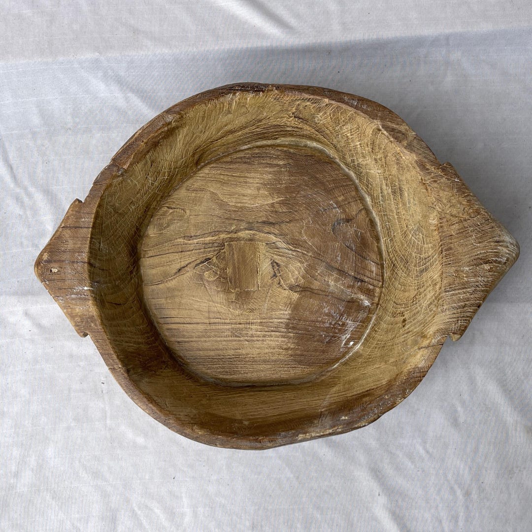 Primitive Teak Wood Dough Bowl, Rustic Indian Farmhouse Decor ...
