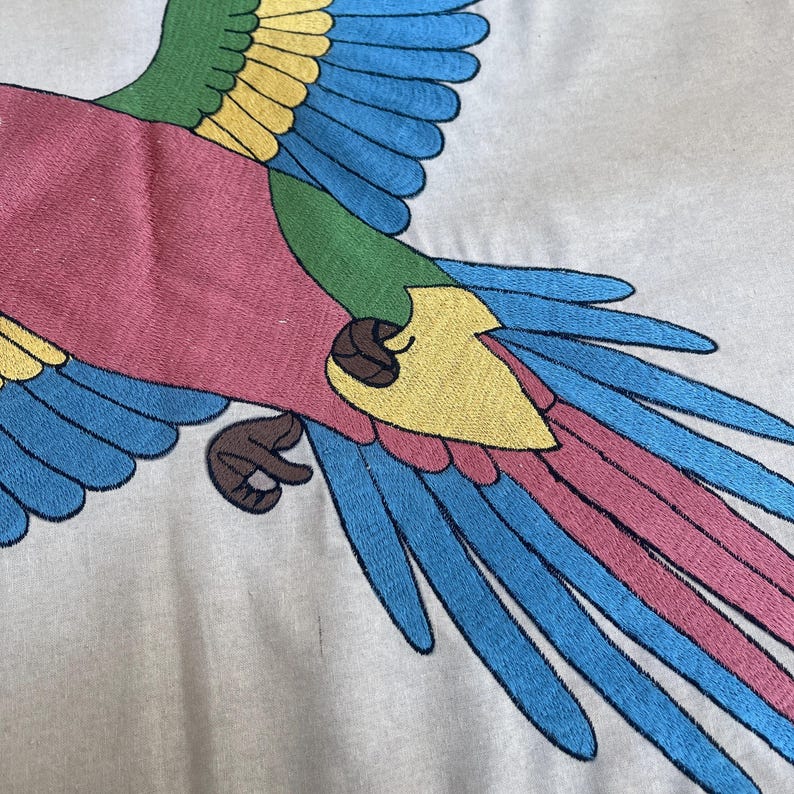 Bird Kashmiri Embroidery Tapestry: Vintage Boho Silk Wall Hanging ...