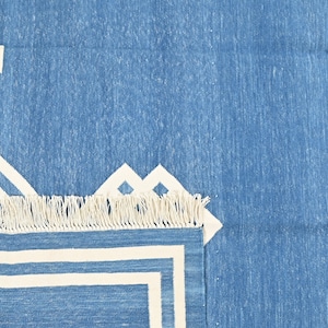 Indigo Ink Blue and White Modern Handmade Cotton Area Rug| Indian ...