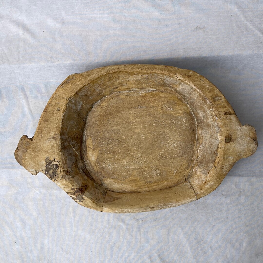 Rustic Teak Wood Dough Bowl, Handcarved Indian Parat Tray, Farmhouse ...