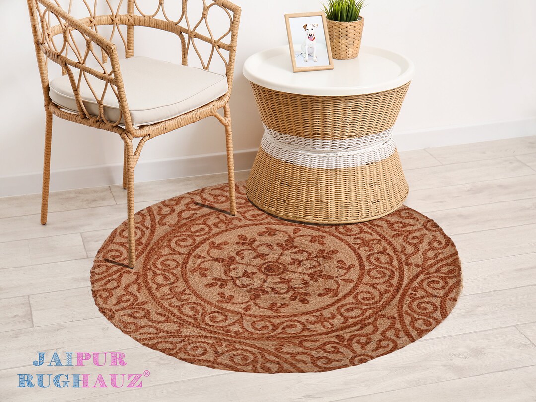 Floral Bliss Underfoot - 3 Ft Jute Rug - Etsy