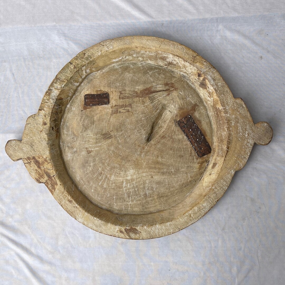 Handmade Indian Wooden Dough Bowl, Rustic Farmhouse Parat Tray ...