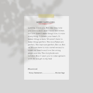 Moonstruck - Digital Download File, Poster. Printable Art. Nicolas Cage ...