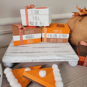 Fall Book Stacks Faux Book Stack Fall Decor Fall Tiered Tray Decor Mini ...