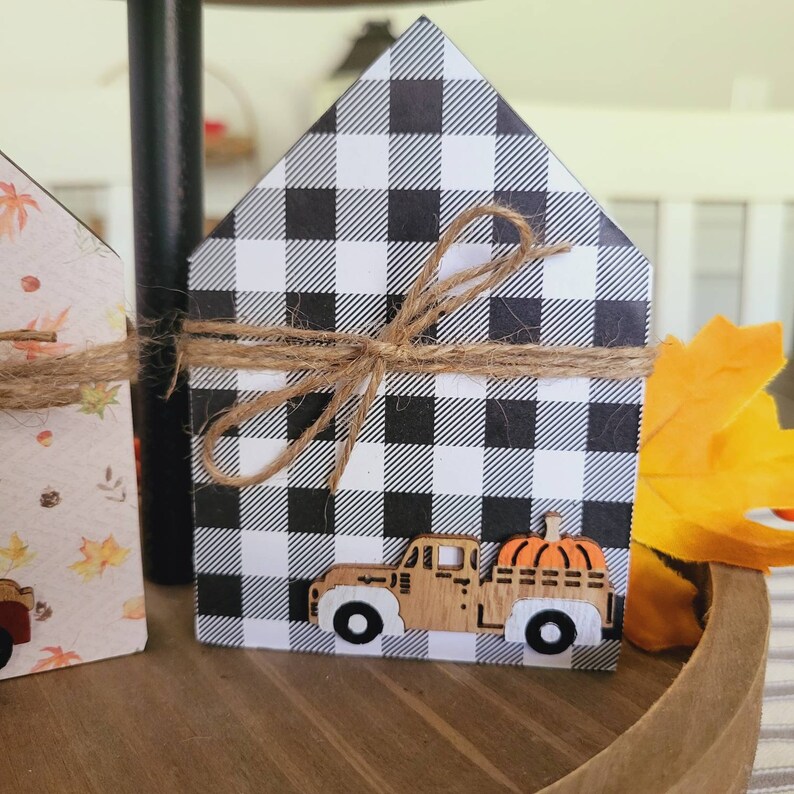 Mini Fall Houses Fall Decor Fall Wood Houses Fall Tiered | Etsy
