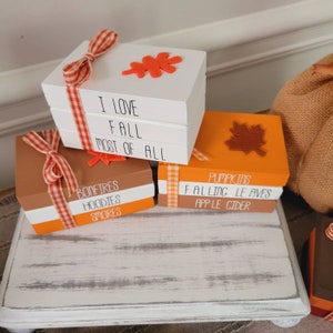 Fall Book Stacks Faux Book Stack Fall Decor Fall Tiered Tray Decor Mini ...