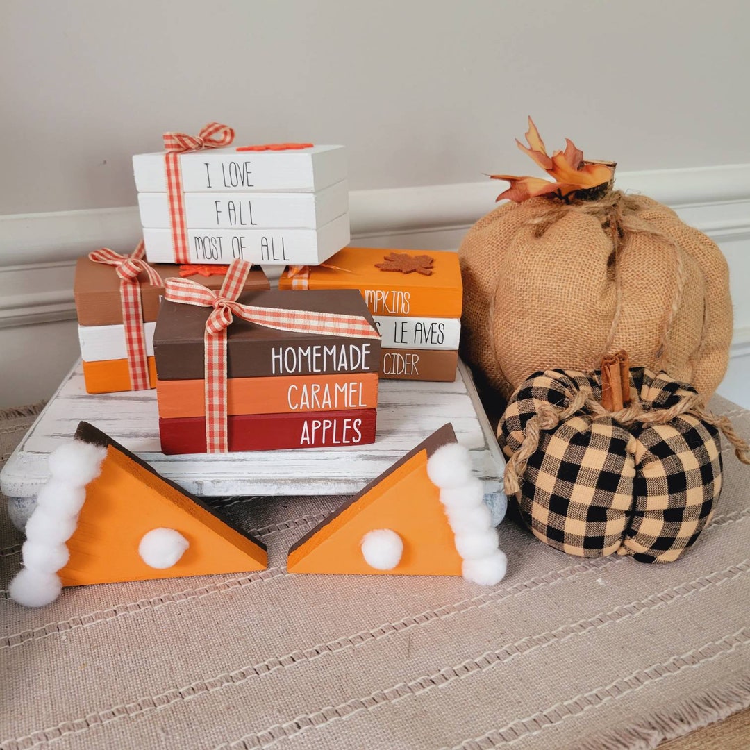 Fall Book Stacks Faux Book Stack Fall Decor Fall Tiered Tray Decor Mini ...